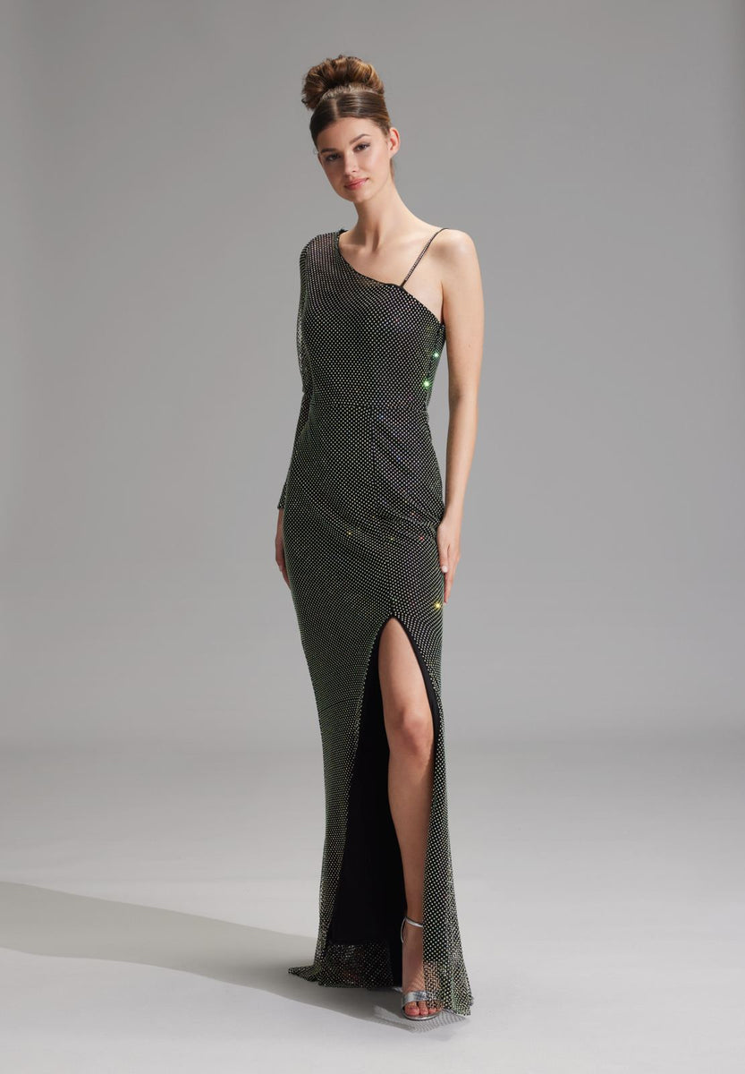 One-Shoulder-Robe mit Multischimmer – SWING